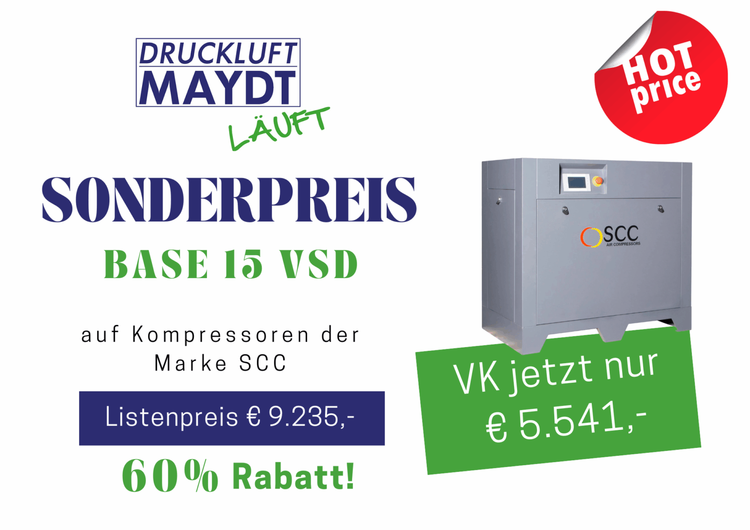 SCC BASE 15 VSD – 15 kW Schraubenkompressor mit VSD